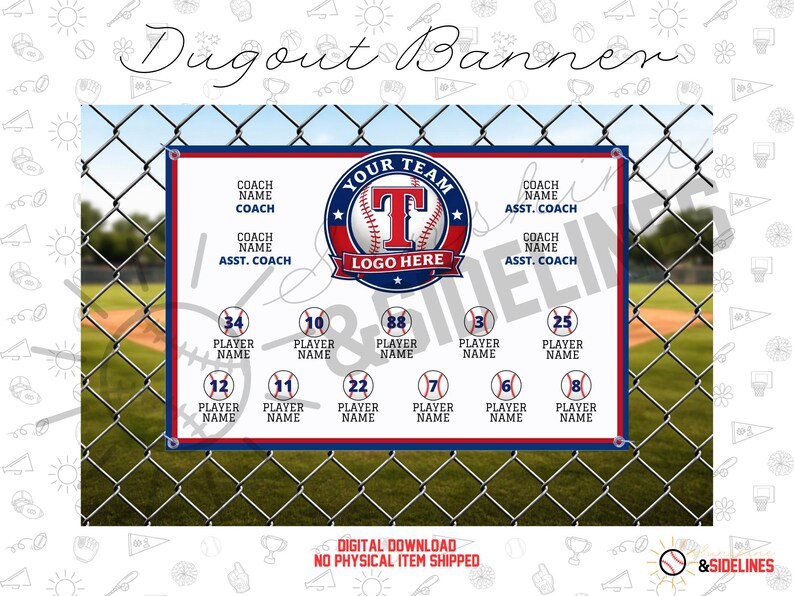 Custom Baseball Dugout Banner | Digital File | Personalized Team Banner ...