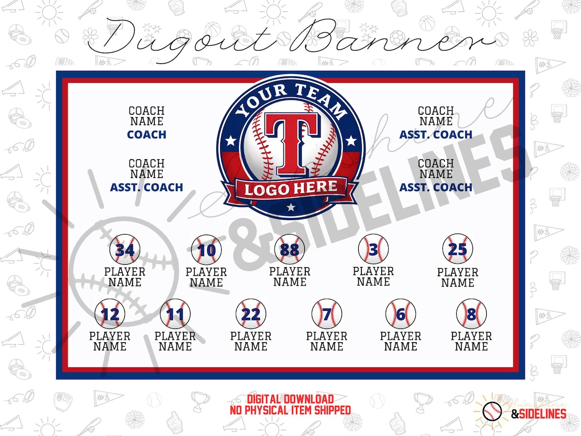 Custom Baseball Dugout Banner | Digital File | Personalized Team Banner ...