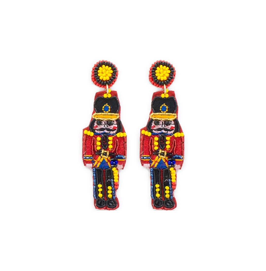 Nutcracker Beaded Earrings/christmas Beaded Earrings/festive - Etsy