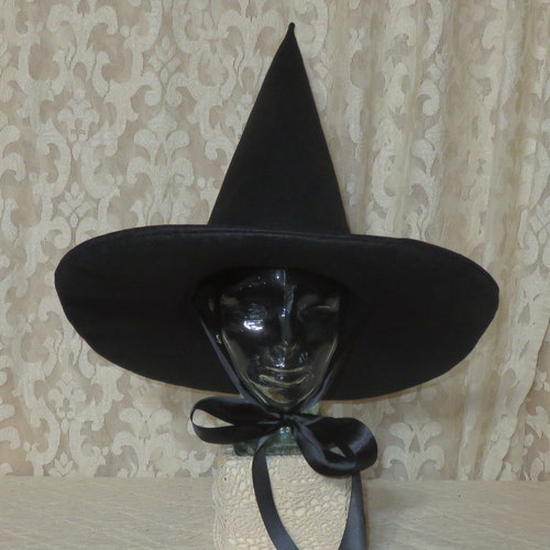 Practical Witch Hat Black Wool Felt Hat With Satin Ribbon - Etsy
