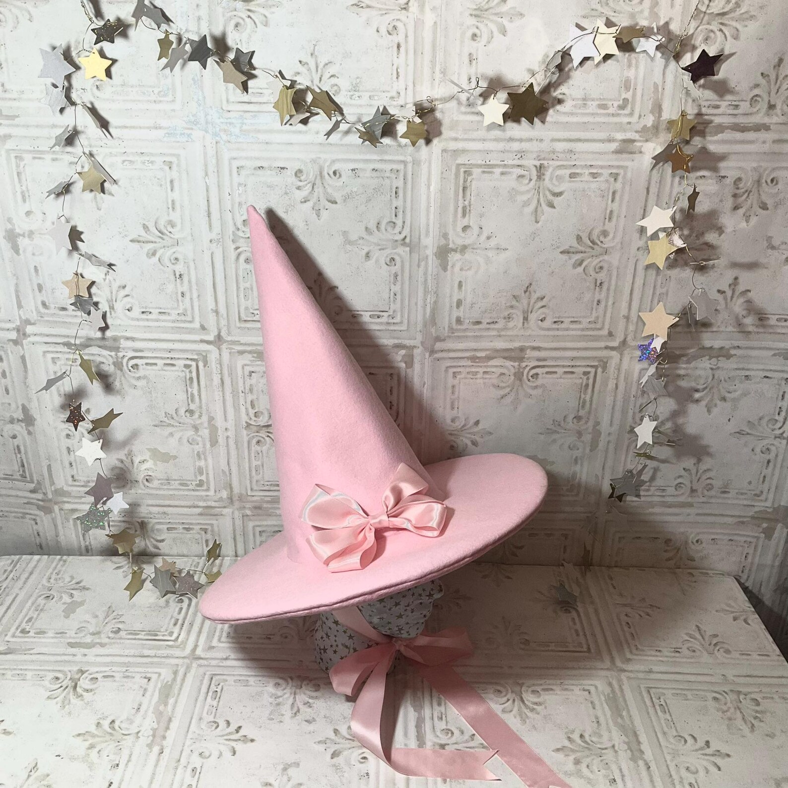Ballet Pink Practical Witch Hat- Pink Wool Felt Hat With Satin Ribbon ...