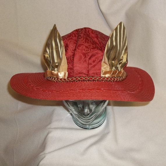 Red Picture Hat With Animal Ears - Etsy