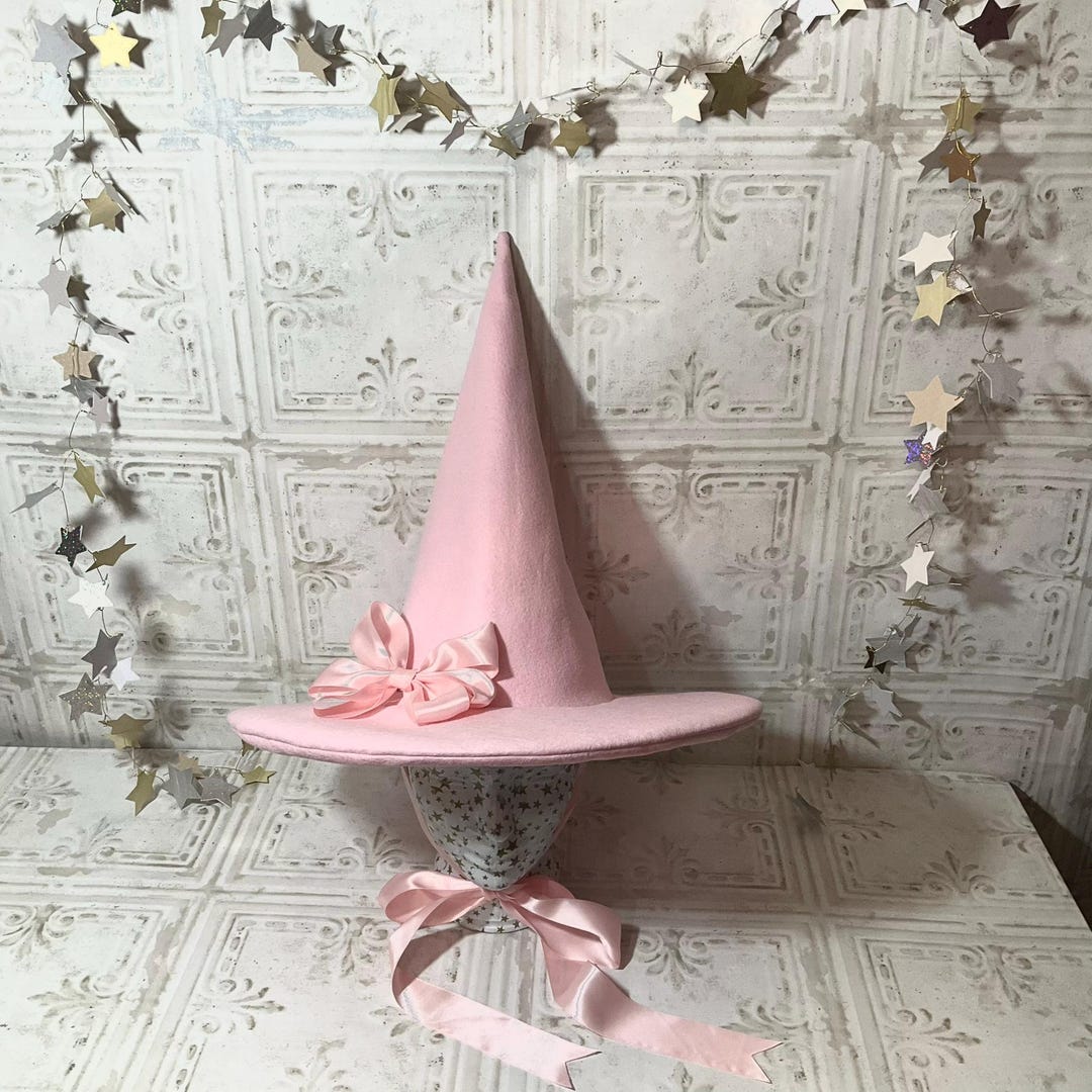 Ballet Pink Practical Witch Hat- Pink Wool Felt Hat With Satin Ribbon ...