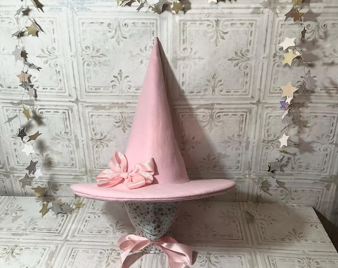 Ballet Pink Practical Witch Hat- Pink Wool Felt Hat With Satin Ribbon ...