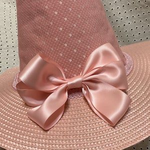 Pink Brocade and Straw Witch Hat- Light Pink With Dots and Tall Cone - Etsy