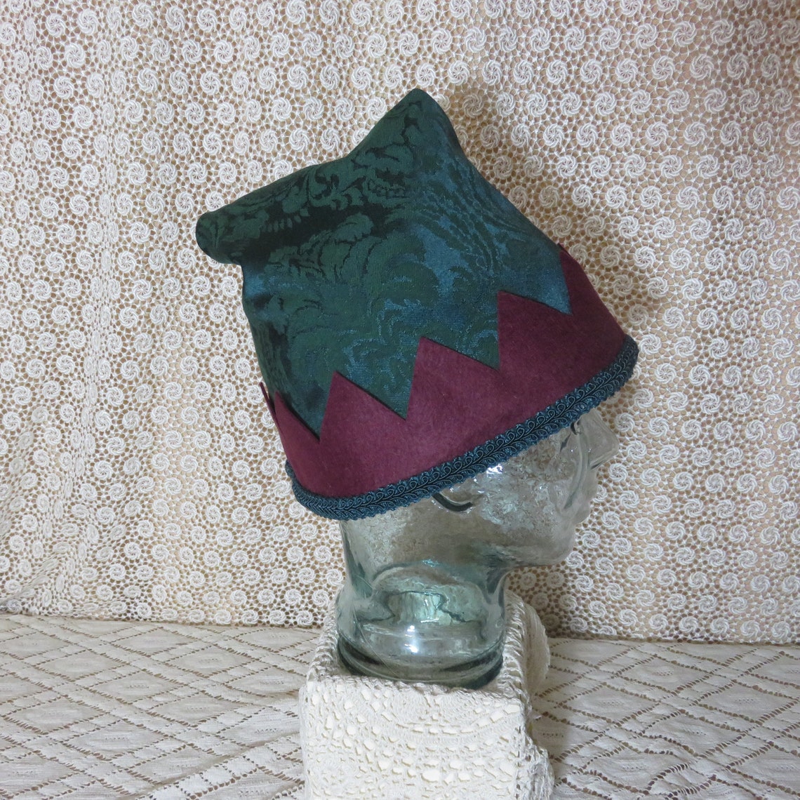 Forest Green/Burgundy Elf Hat | Etsy