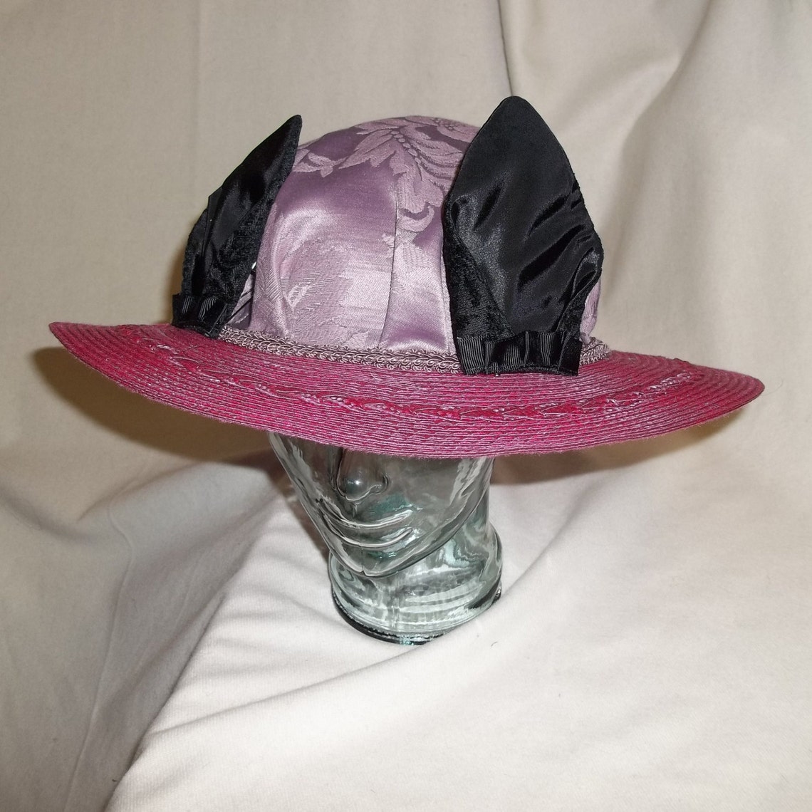 Purple and Pink Picture Hat With Black Animal Ears - Etsy