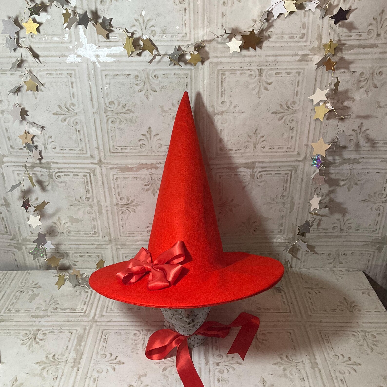 Dark Orange Practical Witch Hat- Orange Wool Felt Hat With Satin Ribbon ...