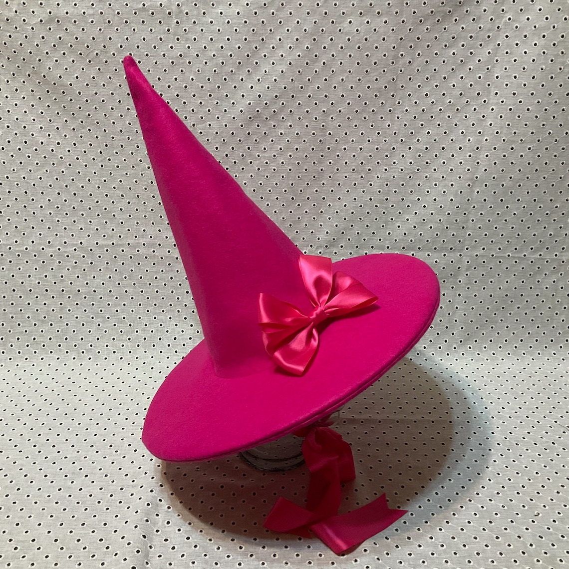 Hot Pink Practical Witch Hat- Pink Wool Felt Hat With Satin Ribbon Ties ...