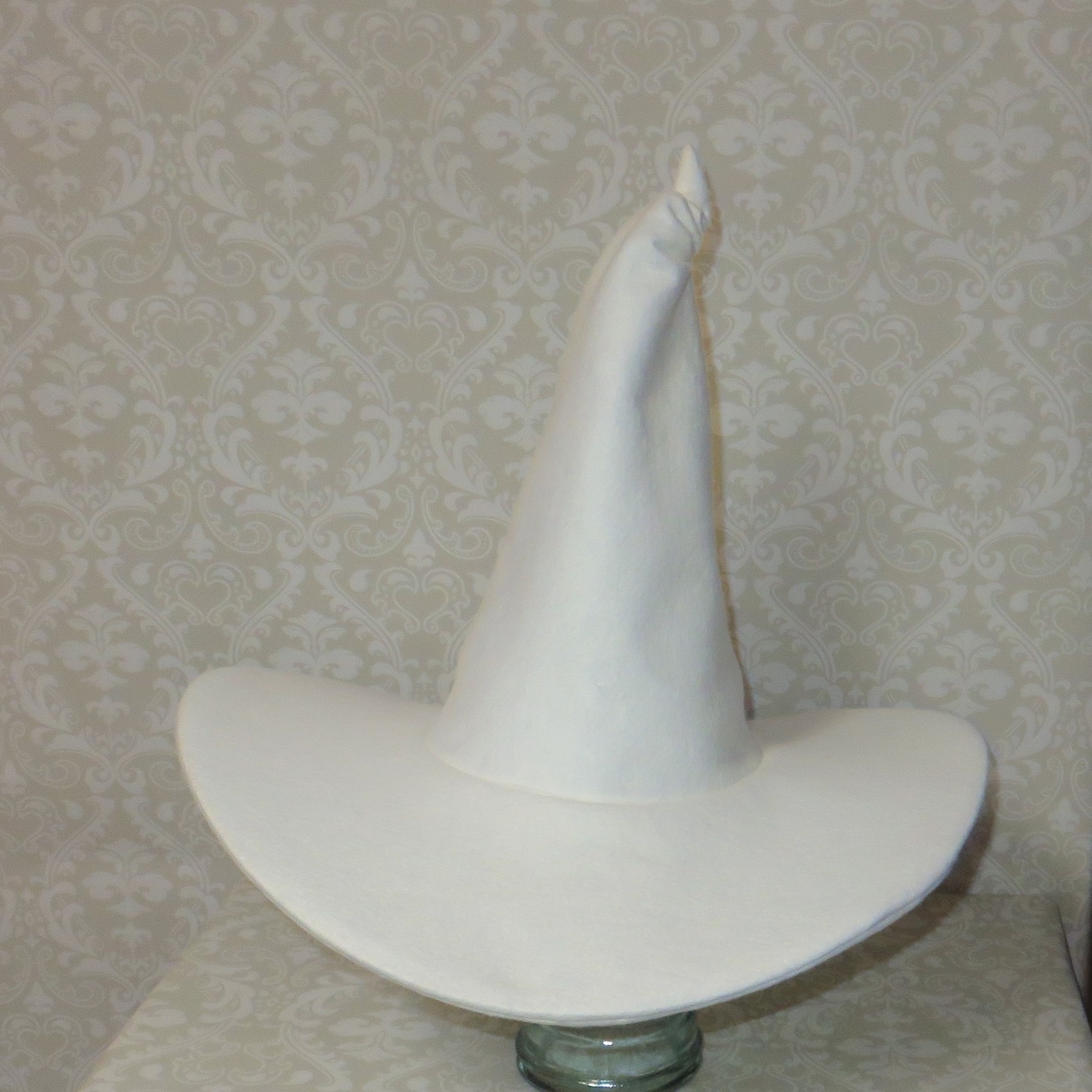 Fancy White Witch Hat White Wool Felt Hat with White Cockade | Etsy