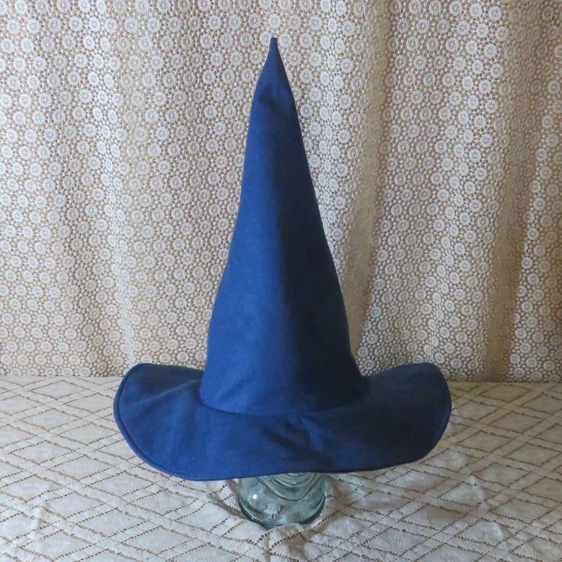 Blue Starry Wizard/Witch Hat Denim Blue Wool Felt Hat with | Etsy