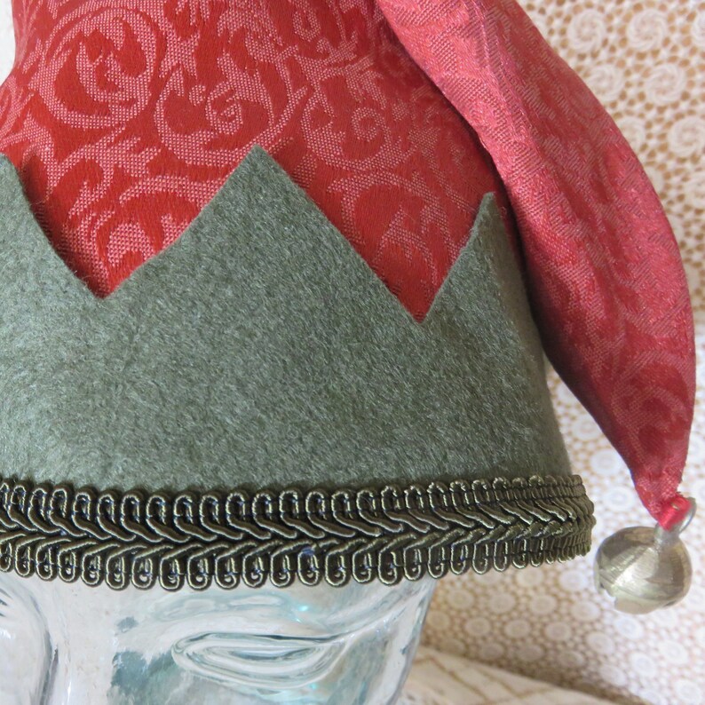 Persimmon Red/olive Green Elf Hat - Etsy