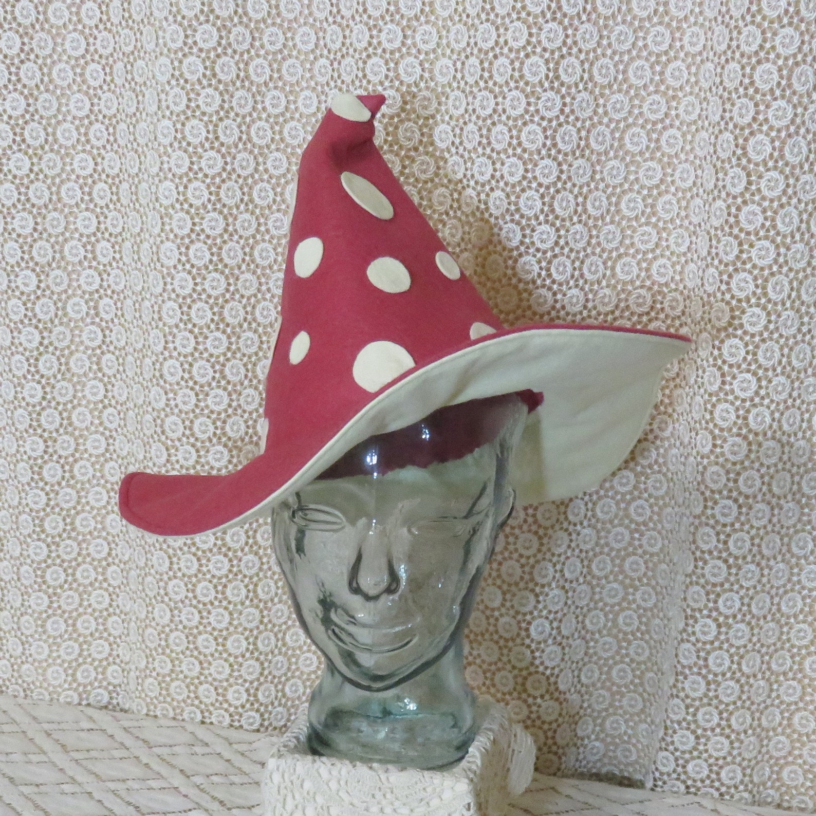Red Mushroom Witch/wizard Hat Spotted Toadstool Wool Felt Hat - Etsy