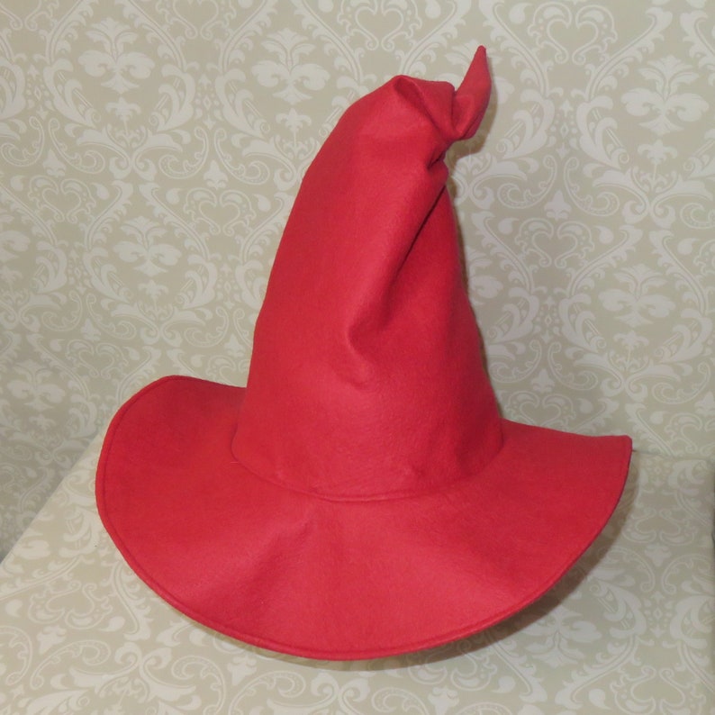 Strawberry Witch Hat- Red Felt Witch Hat With White Flower or Polka Dot ...