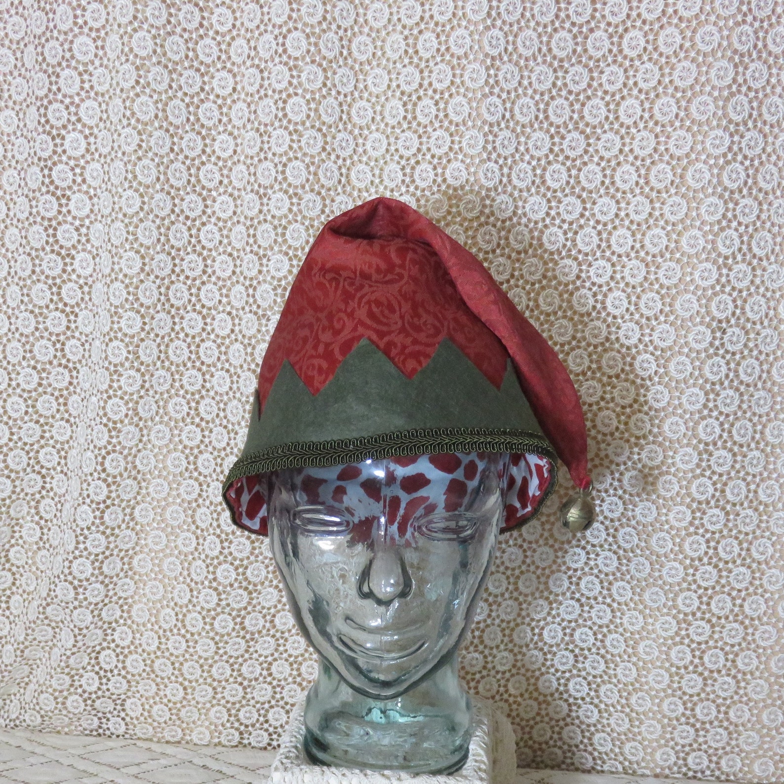 Persimmon Red/olive Green Elf Hat - Etsy