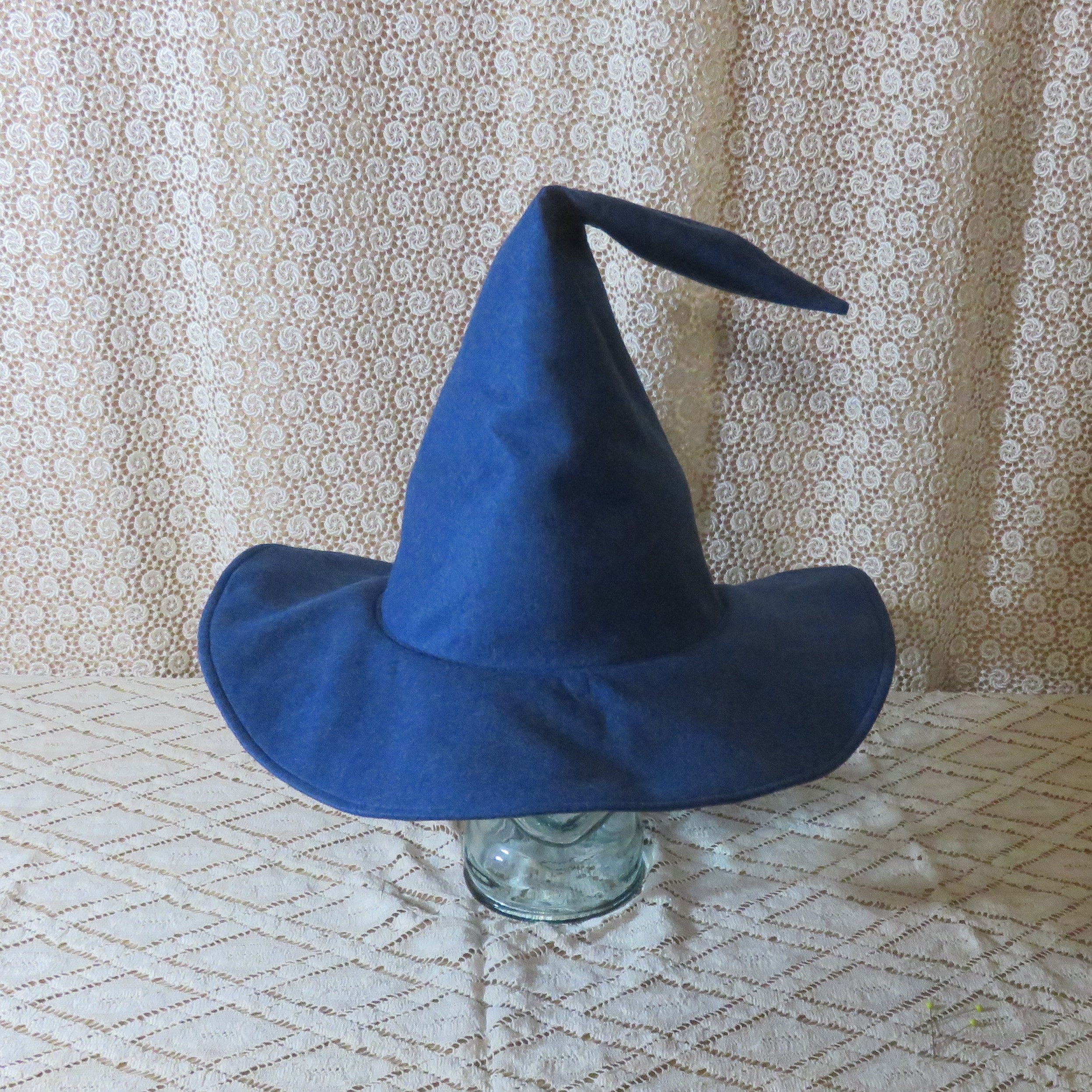 Blue Starry Wizard/Witch Hat Denim Blue Wool Felt Hat with | Etsy
