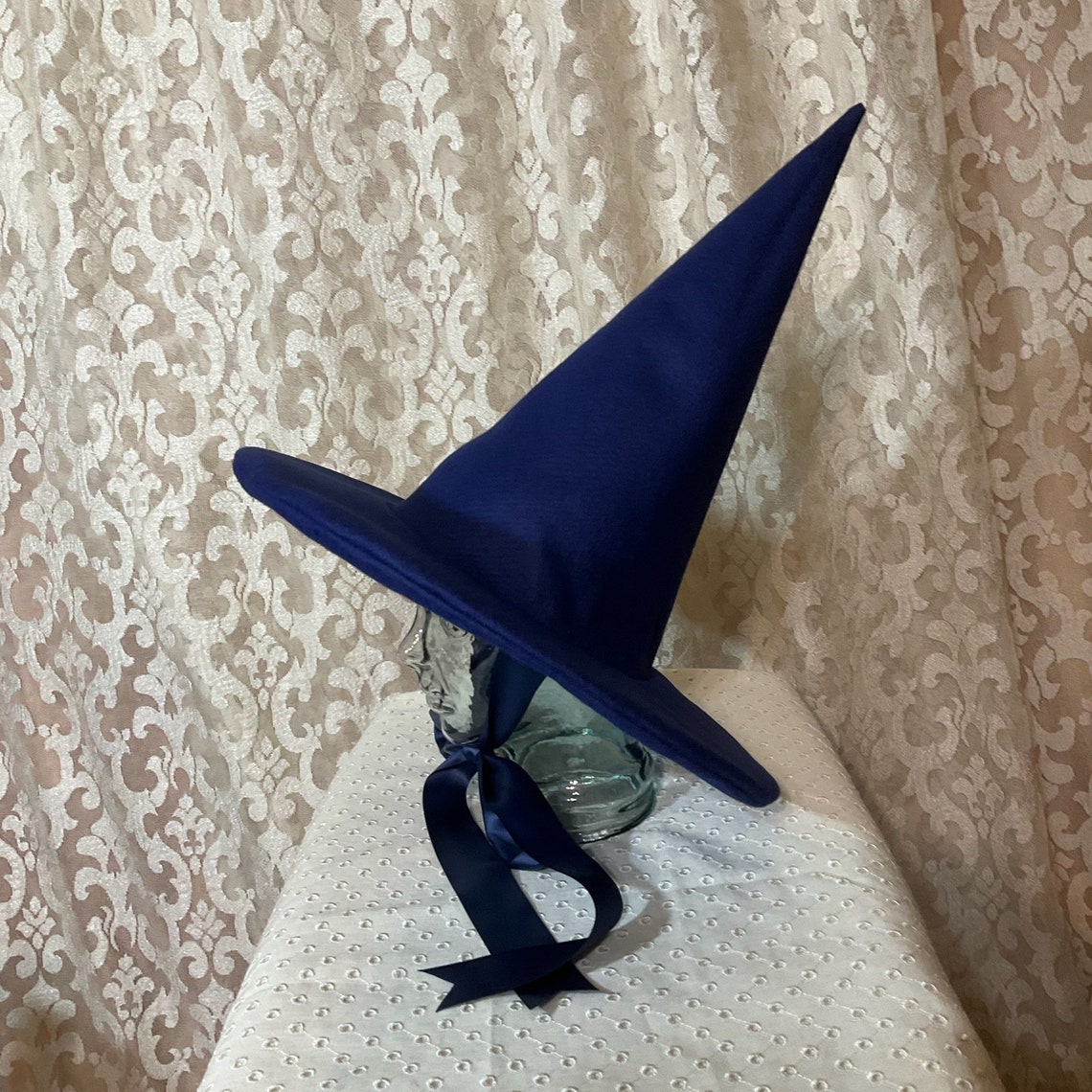 Sapphire Practical Witch Hat Blue Wool Felt Hat With Satin - Etsy
