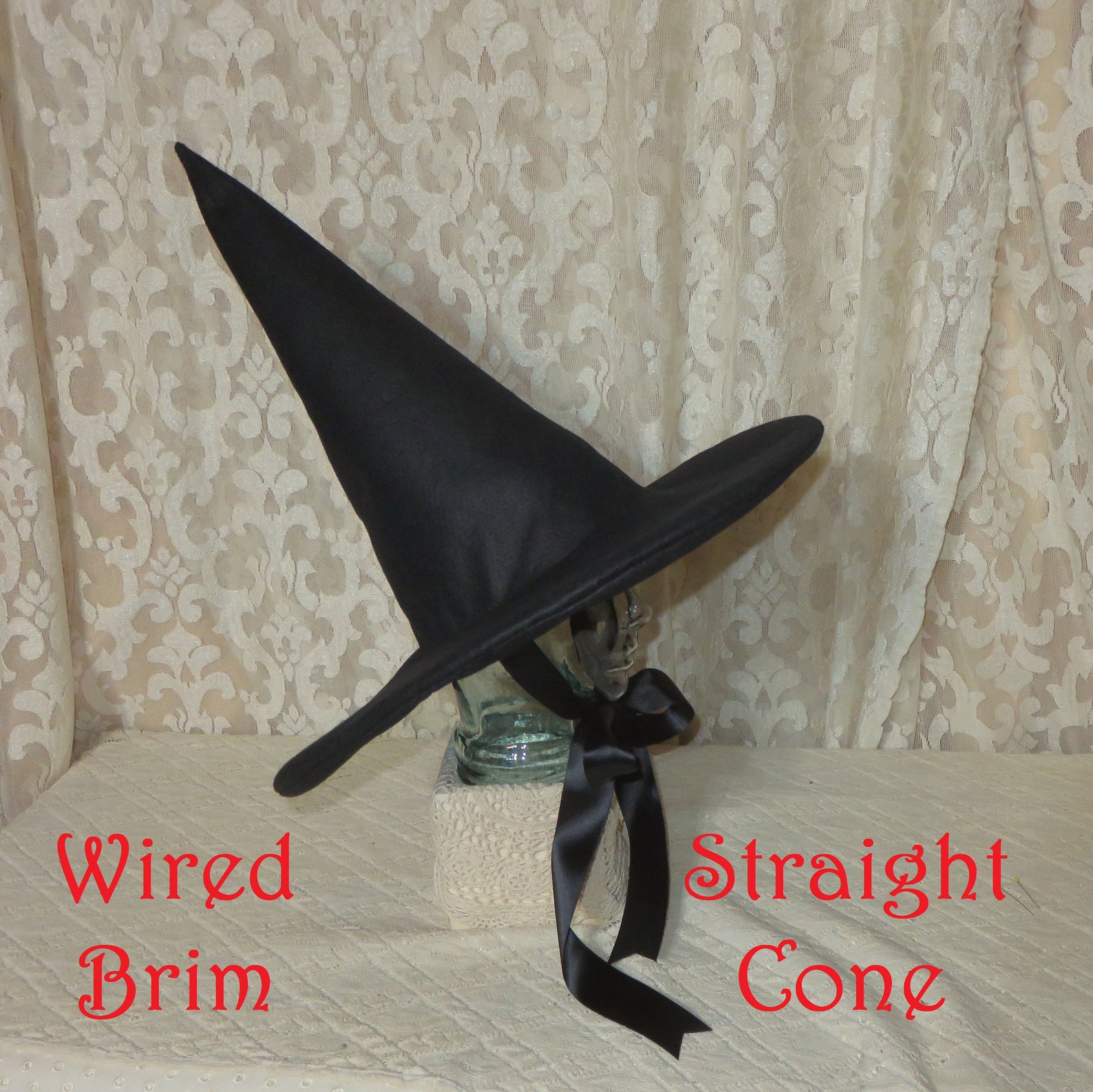 Practical Witch Hat Black Wool Felt Hat With Satin Ribbon - Etsy