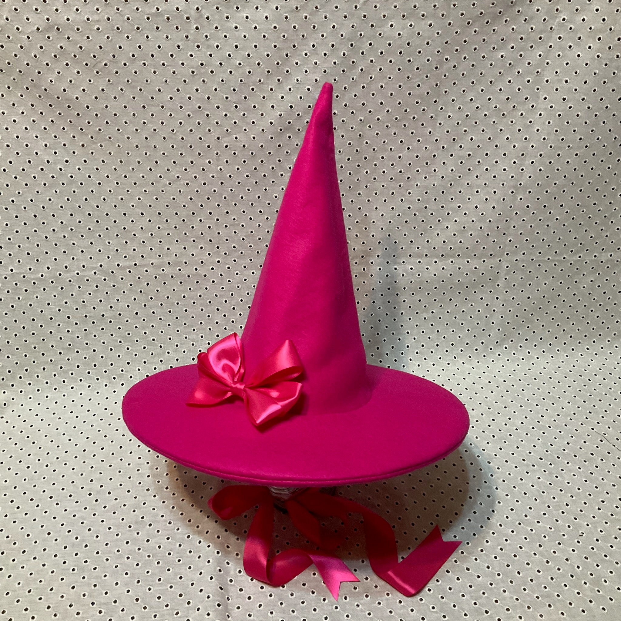 Hot Pink Practical Witch Hat- Pink Wool Felt Hat With Satin Ribbon Ties ...