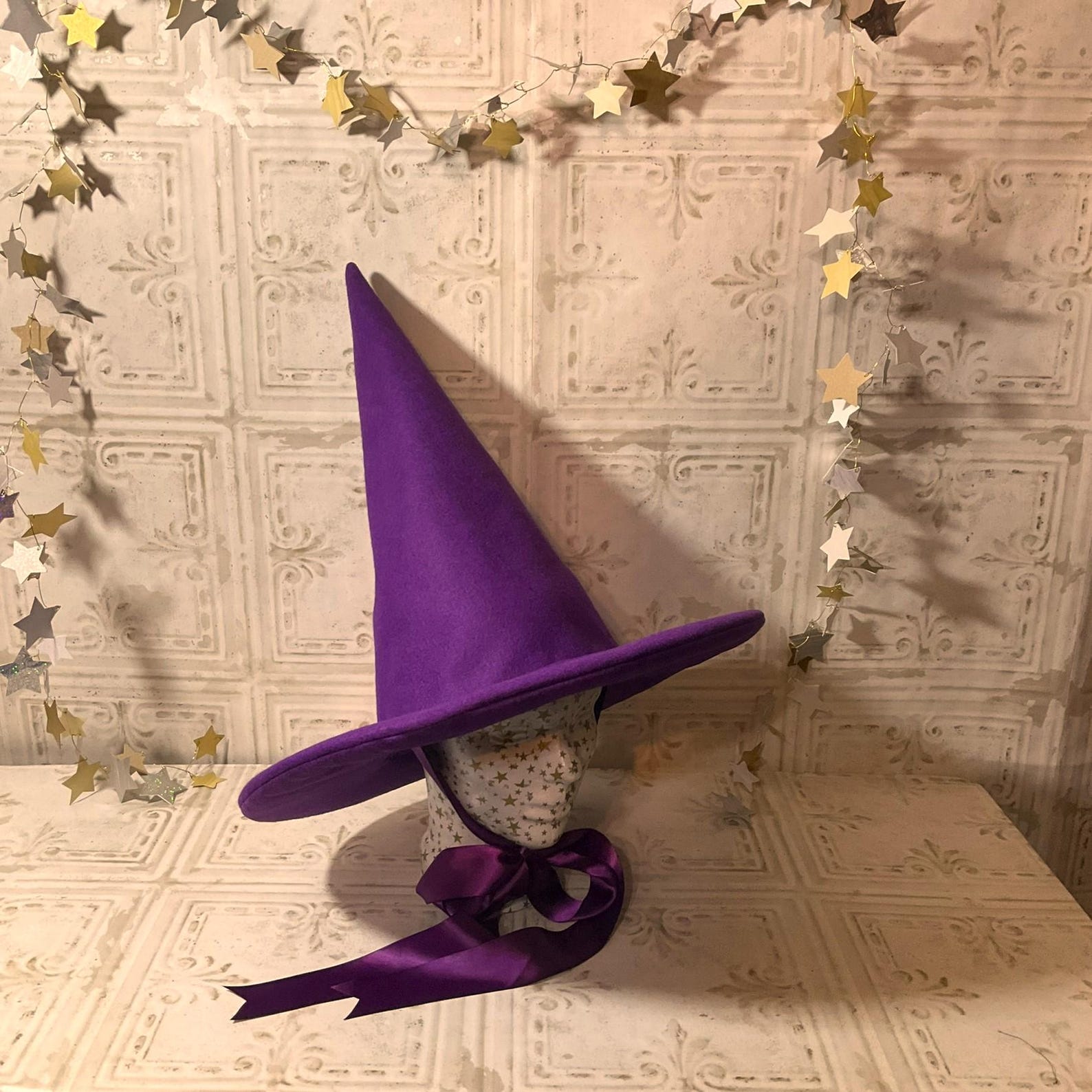 Amethyst Practical Witch Hat- Purple Wool Felt Hat With Satin Ribbon ...