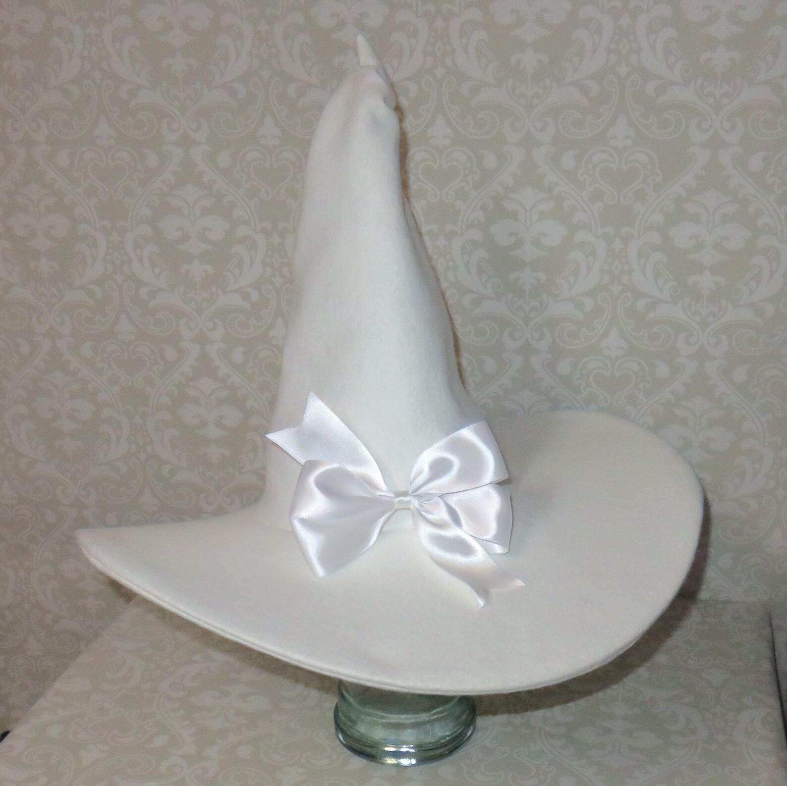 Fancy White Witch Hat White Wool Felt Hat With White Cockade - Etsy