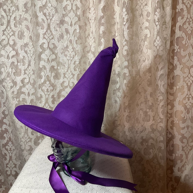 Amethyst Practical Witch Hat- Purple Wool Felt Hat With Satin Ribbon ...