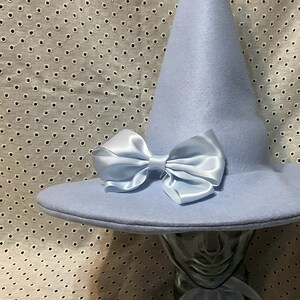 Powder Blue Practical Witch Hat- Light Blue Wool Felt Hat With Satin ...