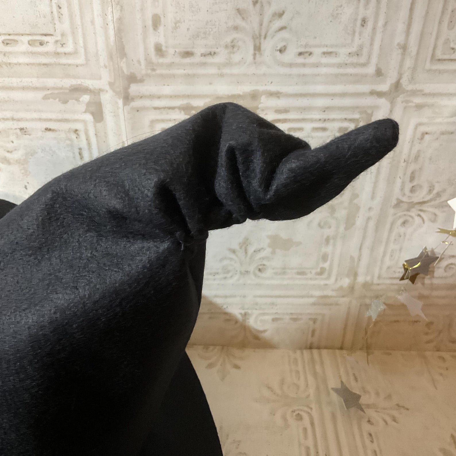 Practical Witch Hat- Black Wool Felt Hat With Satin Ribbon Ties-crooked ...