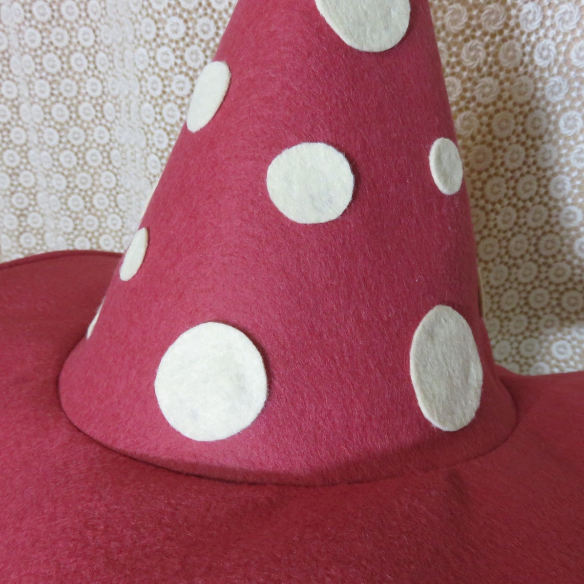 Red Mushroom Witch/wizard Hat Spotted Toadstool Wool Felt Hat - Etsy
