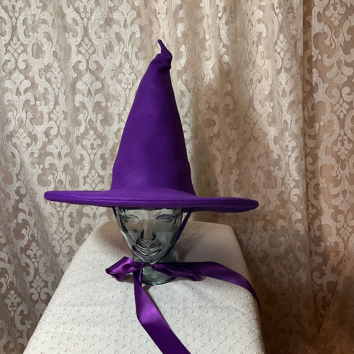 Amethyst Practical Witch Hat- Purple Wool Felt Hat With Satin Ribbon ...