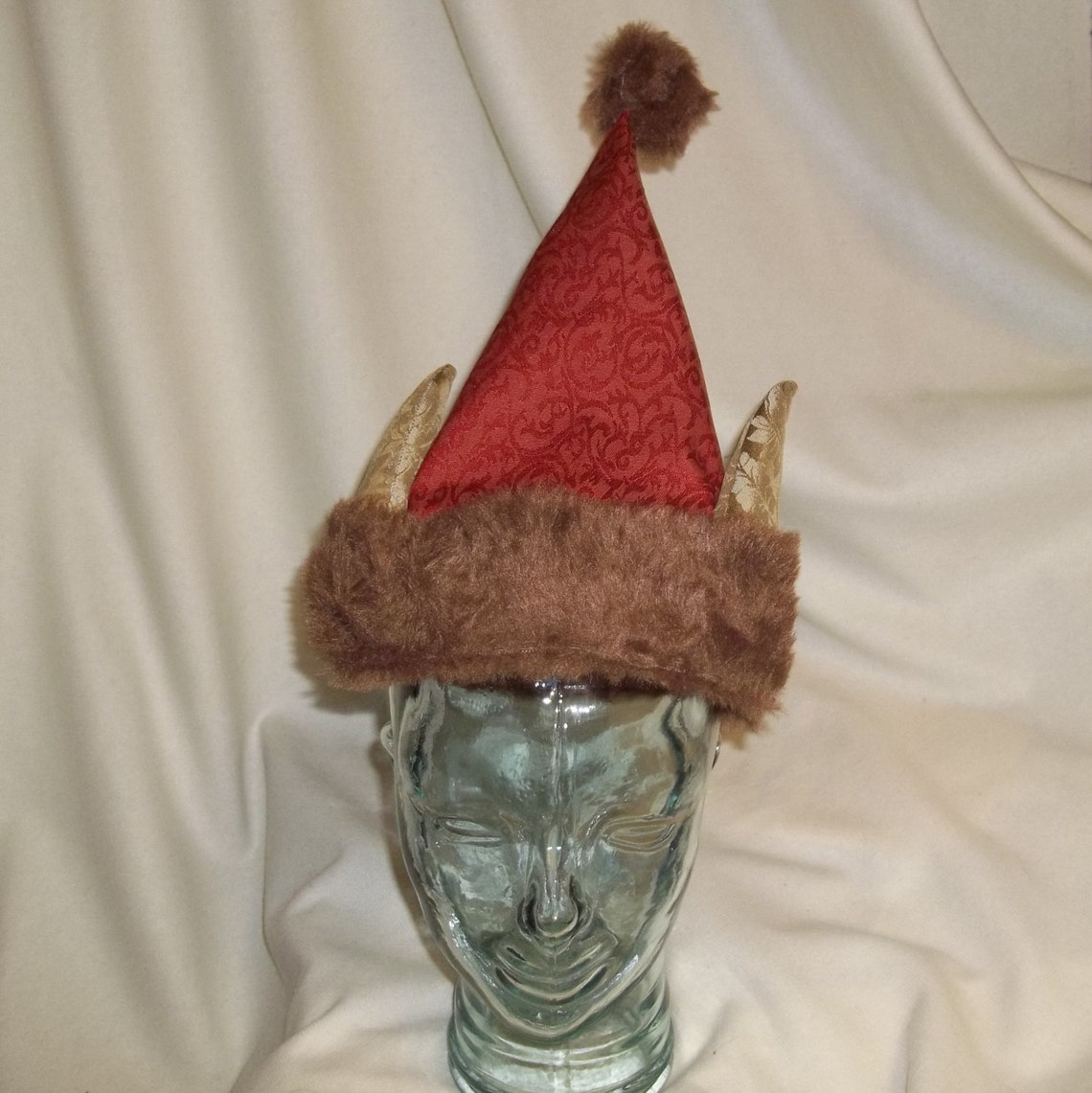 Red Brown and Gold Krampus Hat Santa Hat with Horns | Etsy