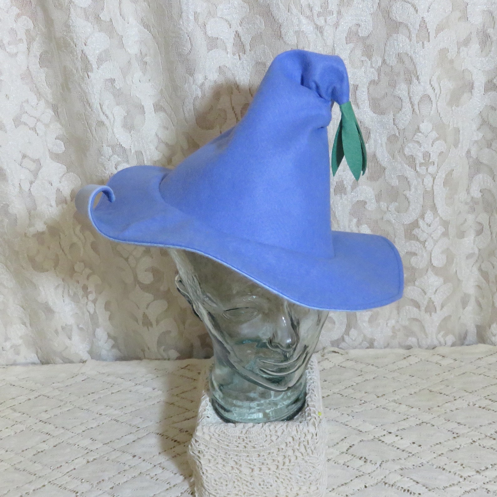 Blue Flower Fairy Witch Hat- Periwinkle Blue Wool Felt Hat With Curled ...