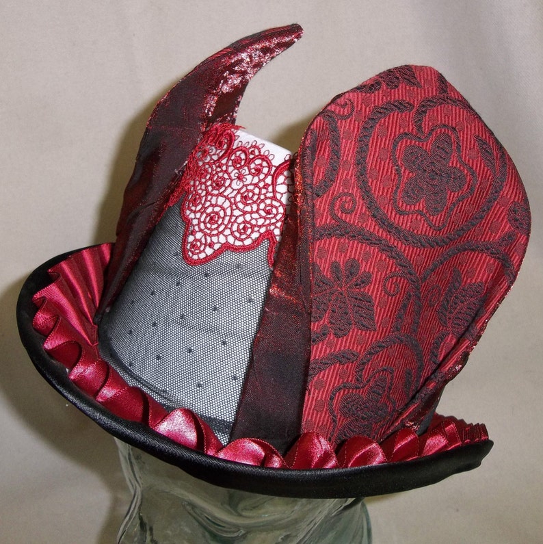 Top Hat With Ears- White, Black and Red - Etsy