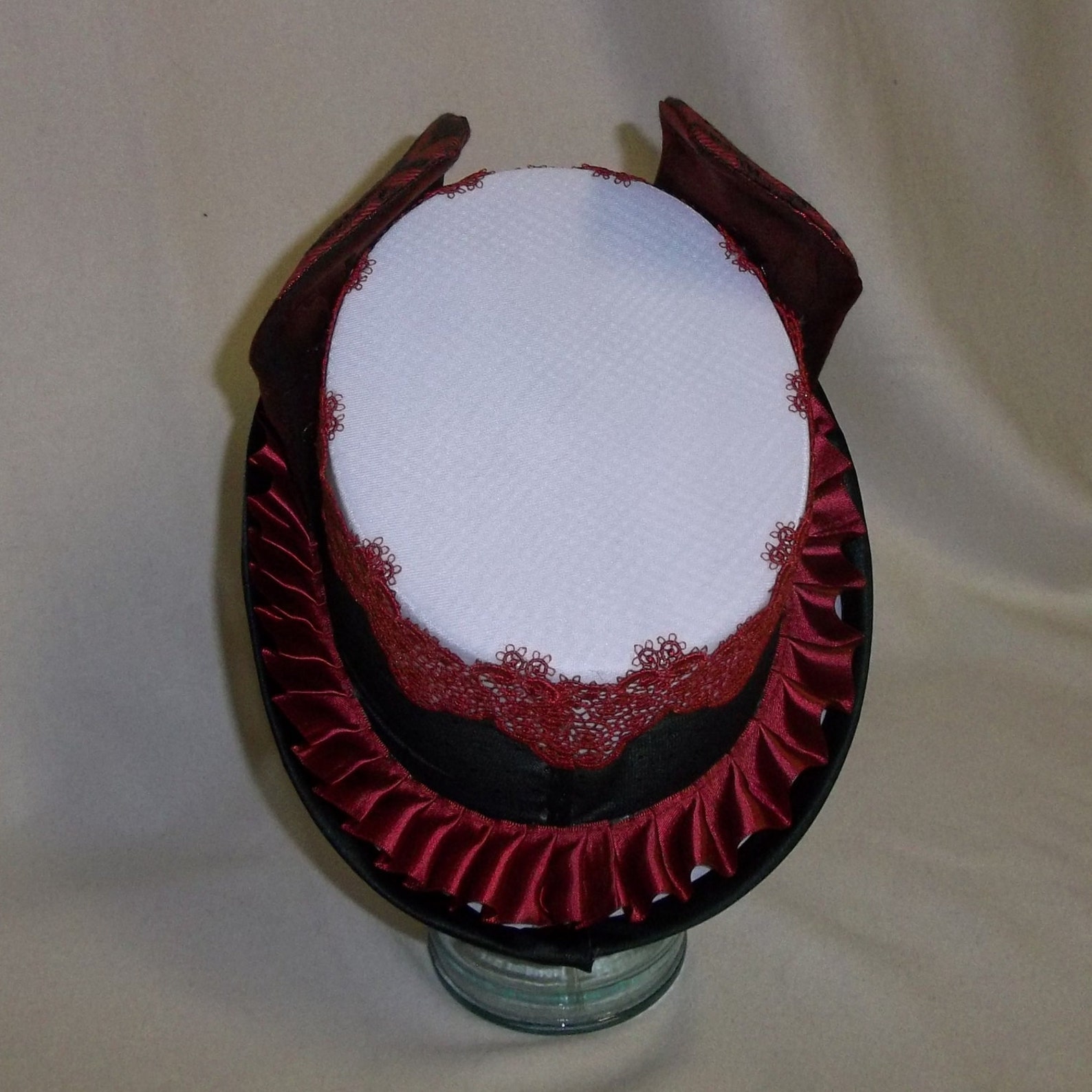 Top Hat With Ears- White, Black and Red - Etsy