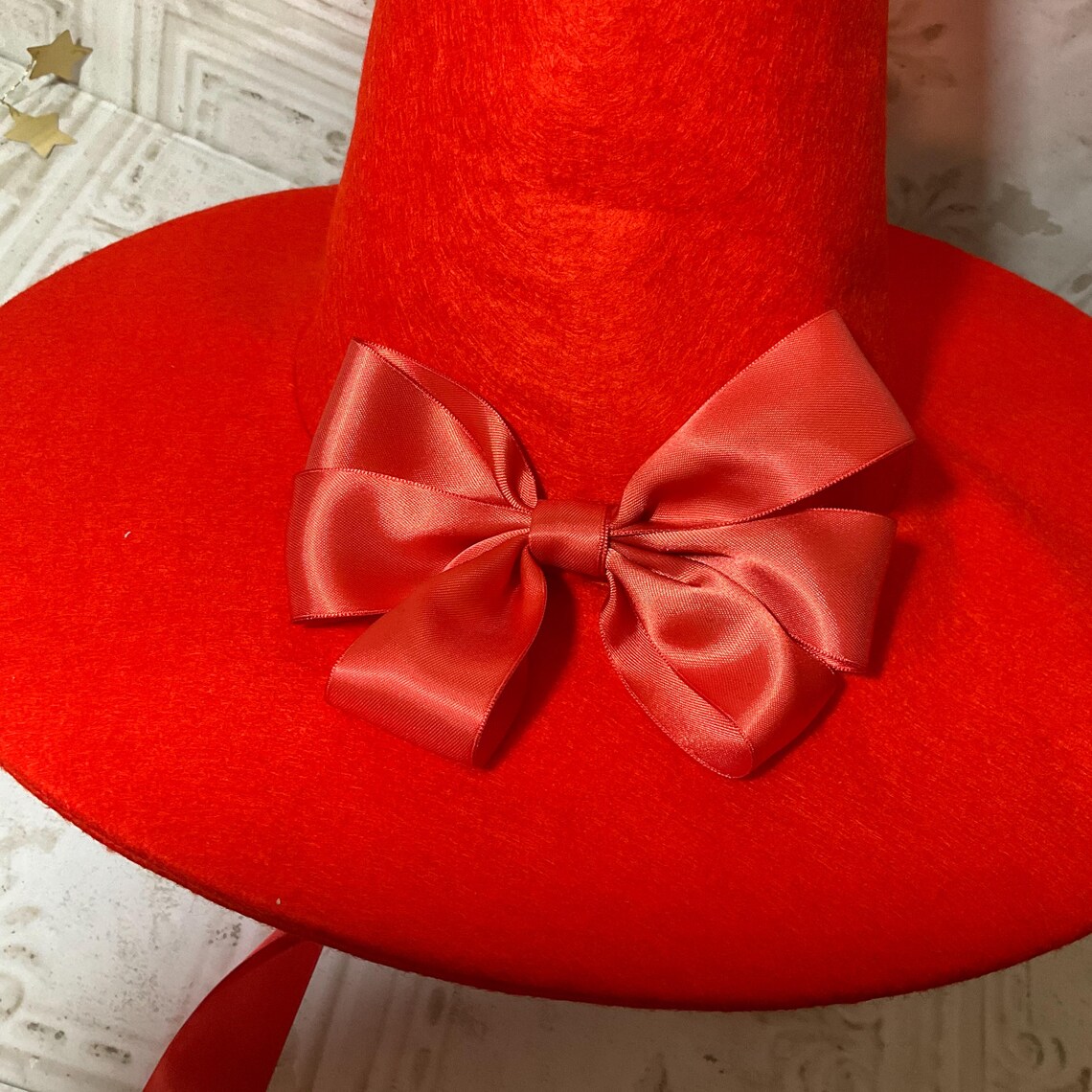 Dark Orange Practical Witch Hat- Orange Wool Felt Hat With Satin Ribbon ...