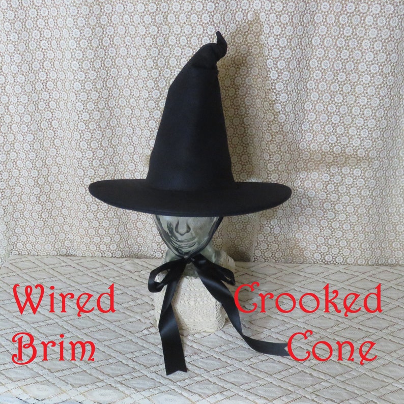 Practical Witch Hat Black Wool Felt Hat With Satin Ribbon - Etsy