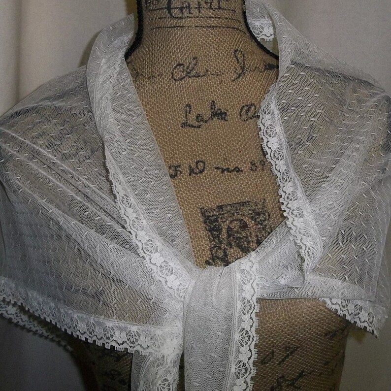 Ivory Fichu Point D'esprit Lace Shawl 2 Sizes Available | Etsy