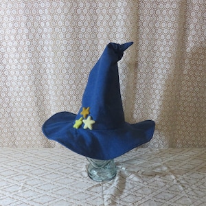Blue Starry Wizard/witch Hat- Denim Blue Wool Felt Hat With Wool Stars ...