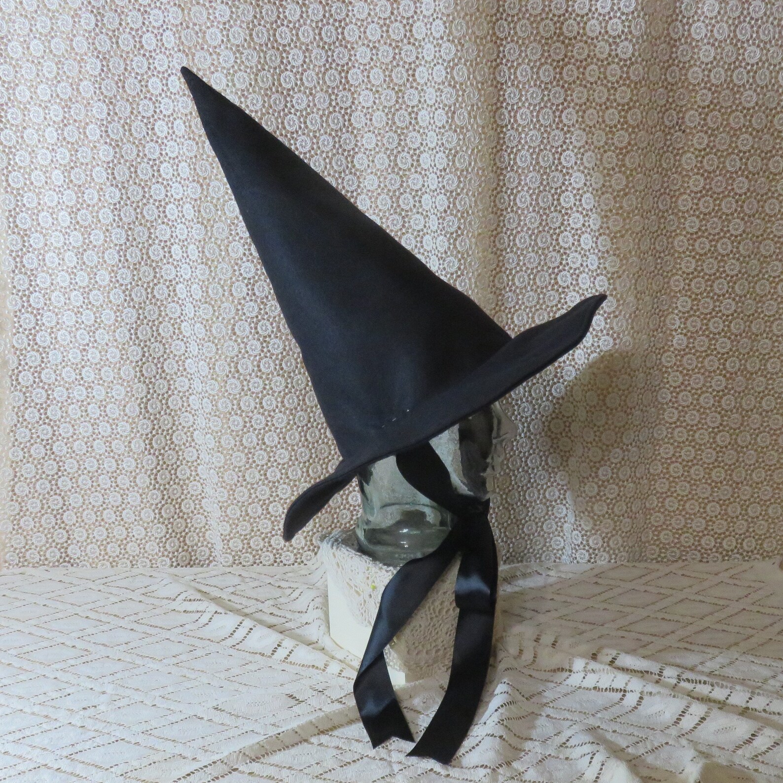 Practical Witch Hat Black Wool Felt Hat With Satin Ribbon - Etsy
