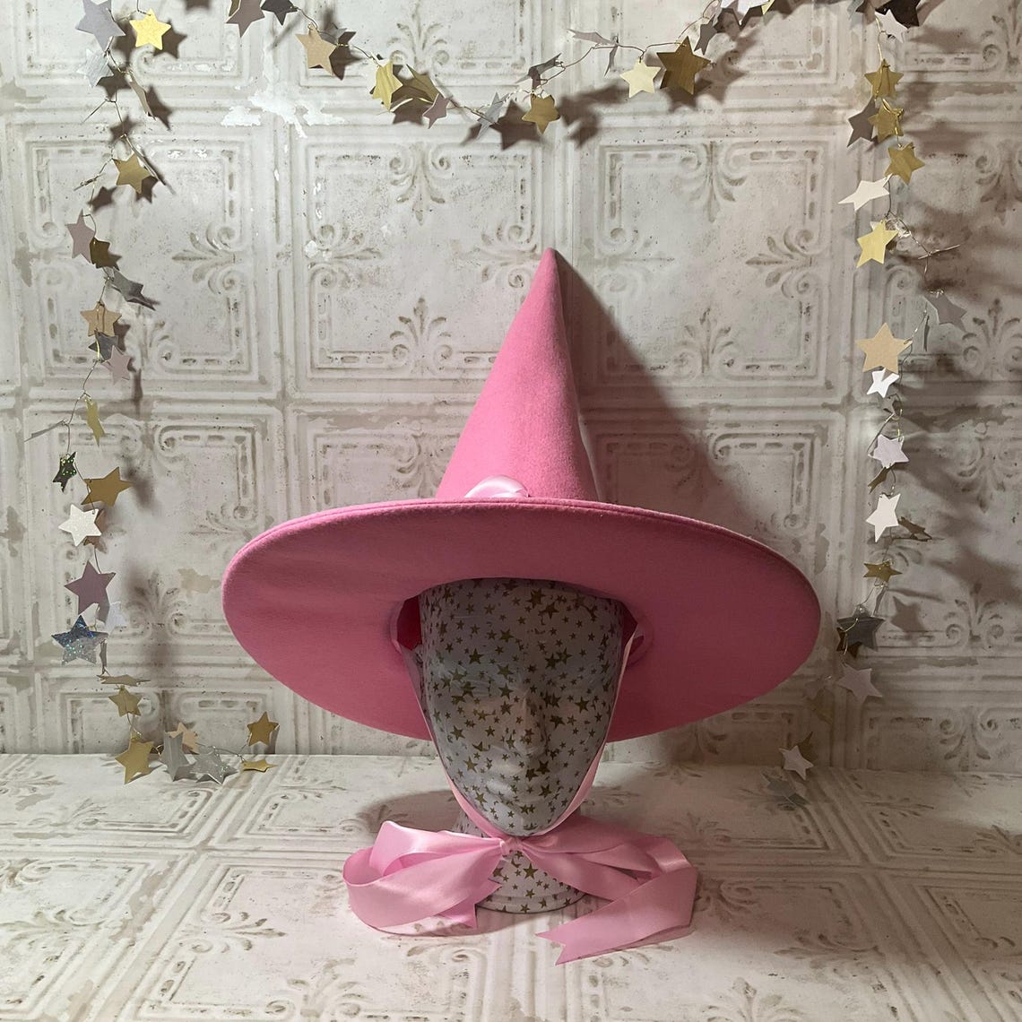 Light Pink Practical Witch Hat- Pink Wool Felt Hat With Satin Ribbon ...