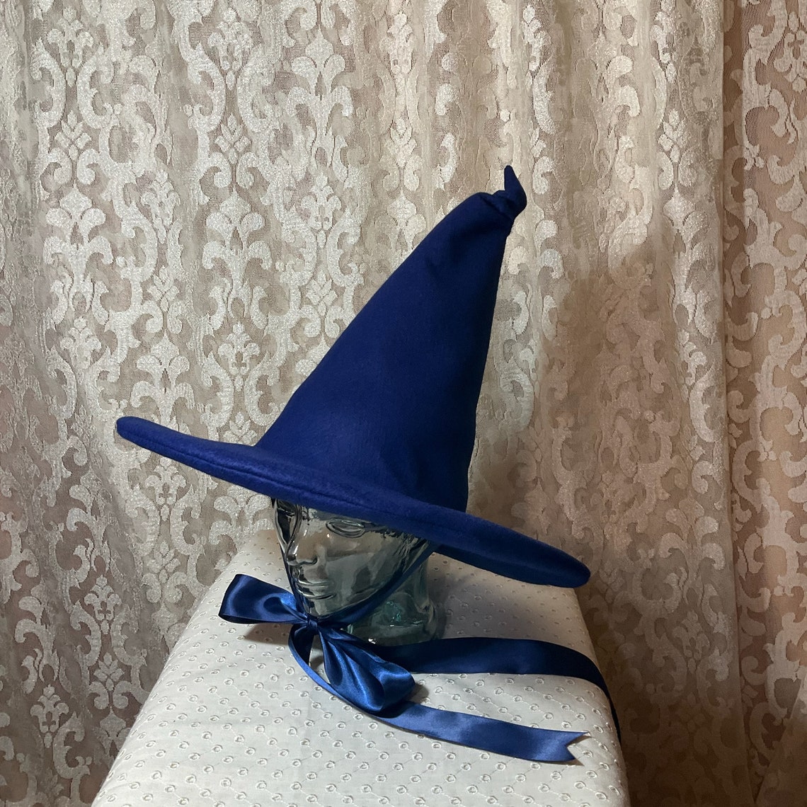 Sapphire Practical Witch Hat- Blue Wool Felt Hat With Satin Ribbon Ties ...