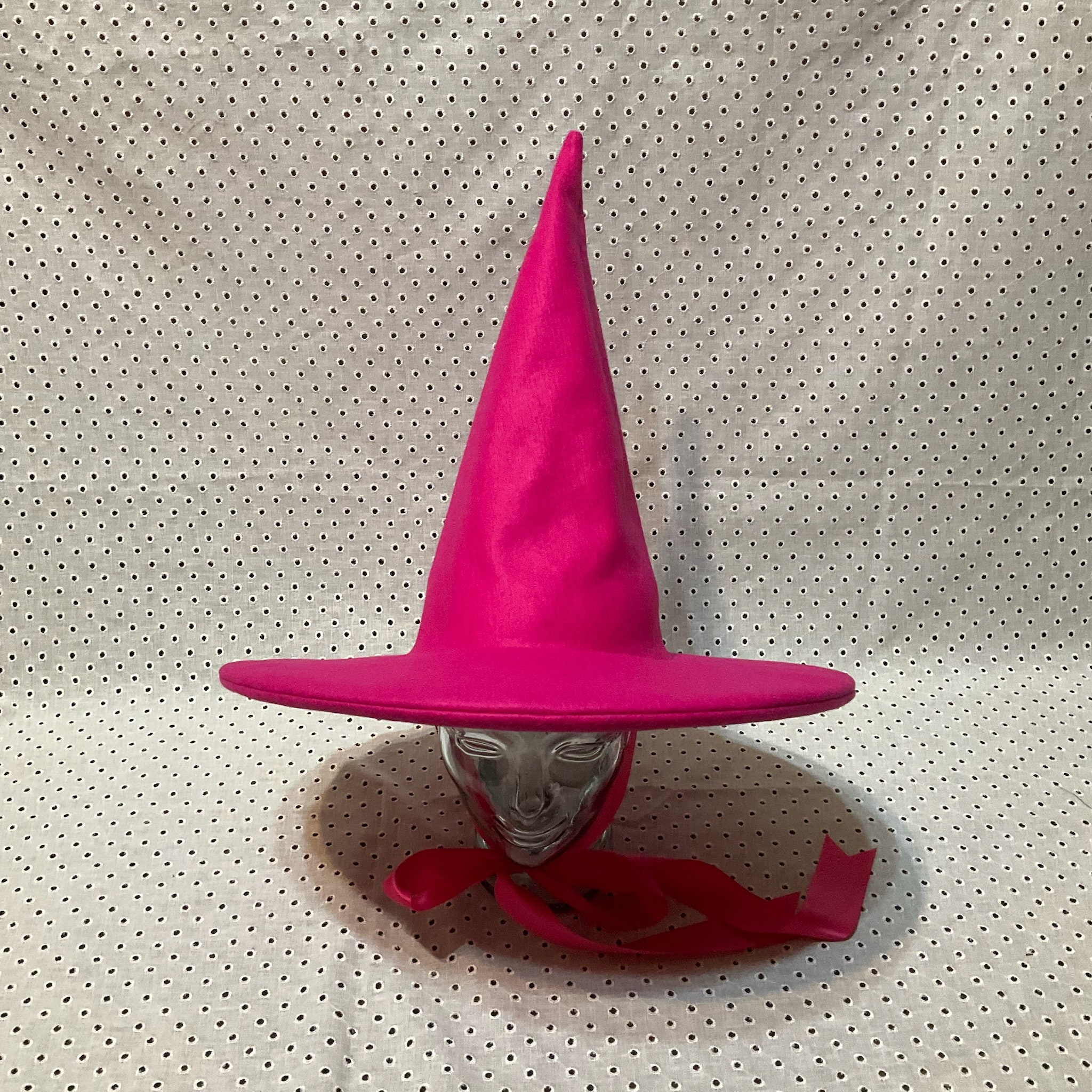 Hot Pink Practical Witch Hat- Pink Wool Felt Hat With Satin Ribbon Ties ...