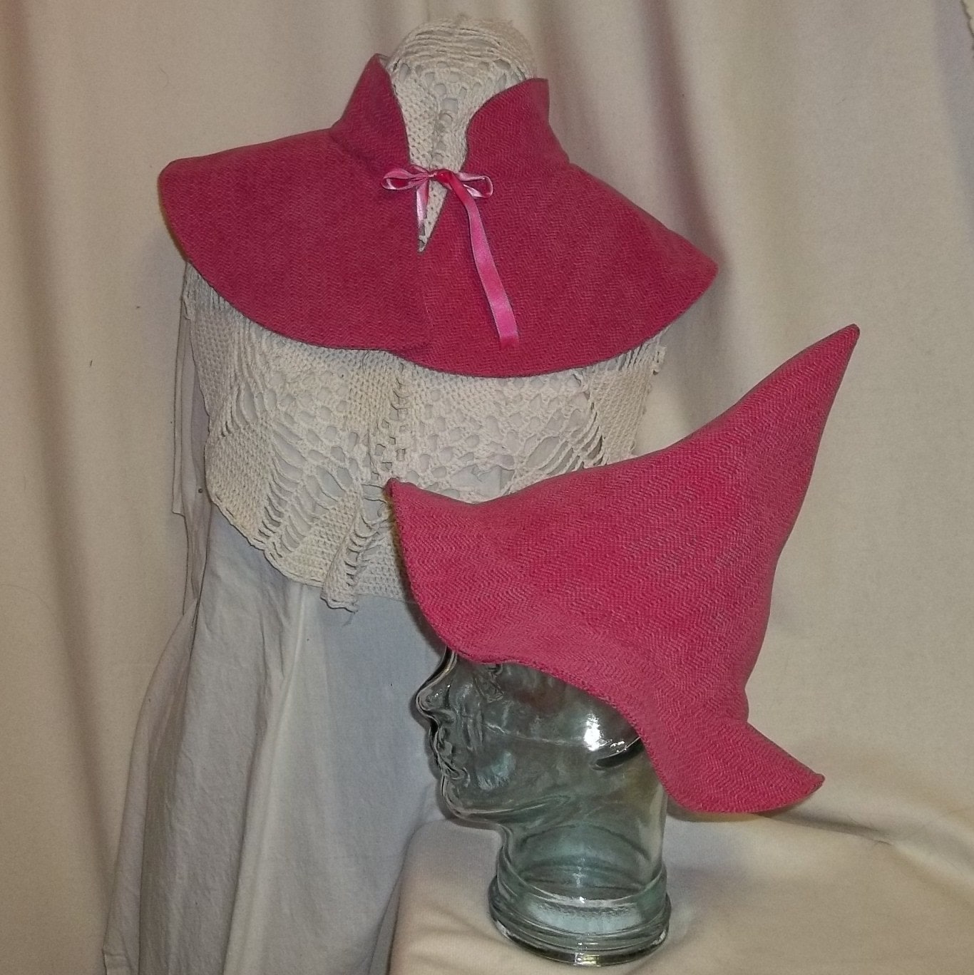 Hot Pink Brocade Capelet- Costume Collar Cape - Etsy