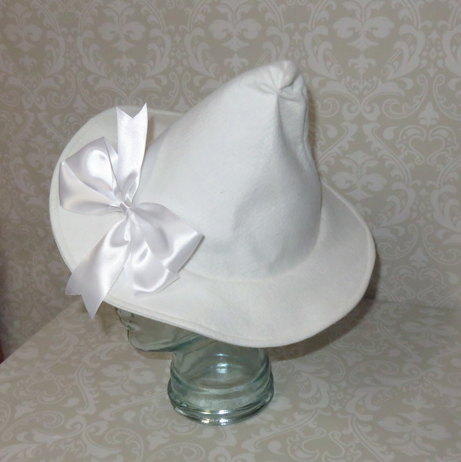 Little White Witch Hat White Wool Felt Hat With Flower or Bow | Etsy