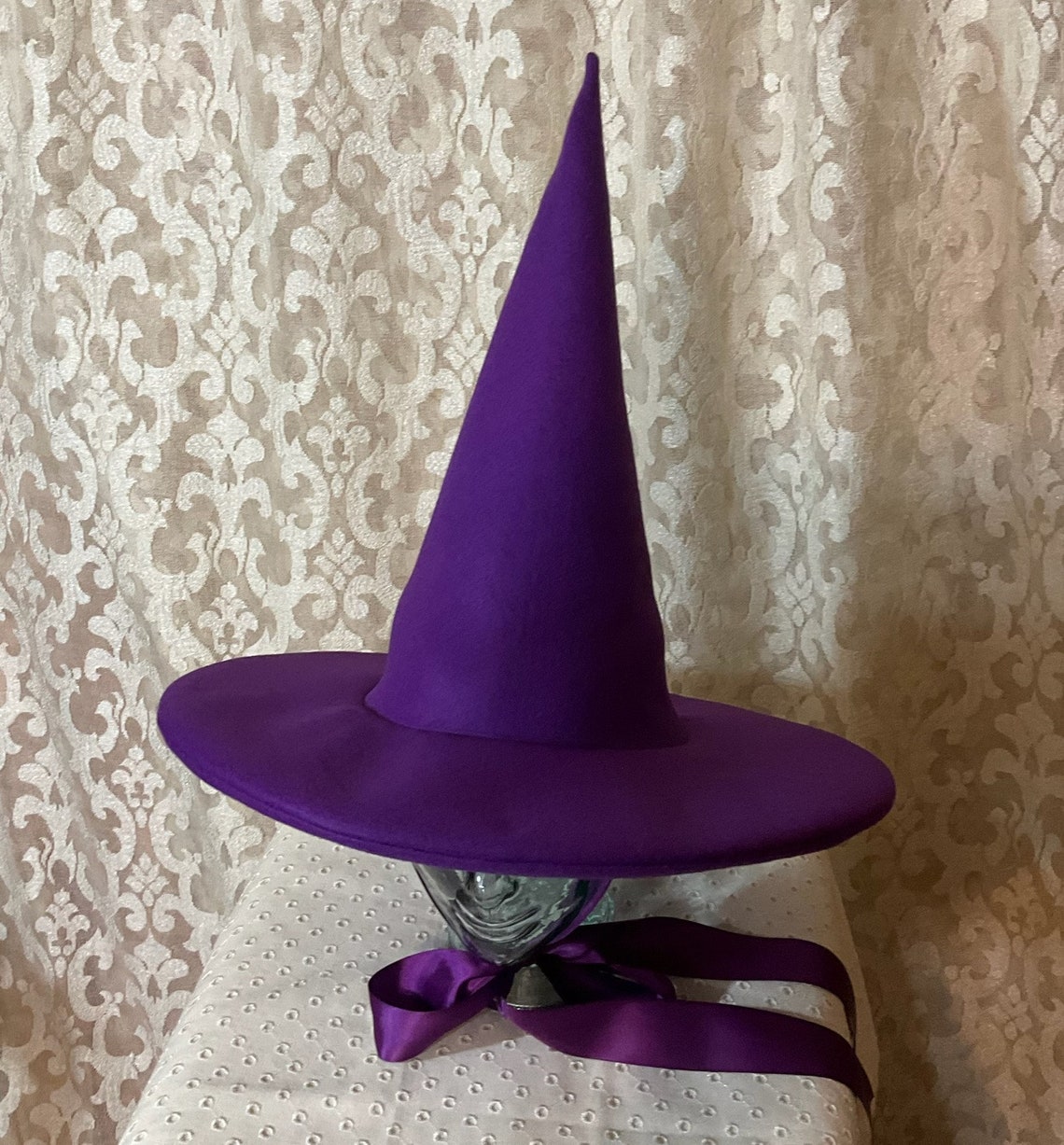 Amethyst Practical Witch Hat Purple Wool Felt Hat With Satin - Etsy