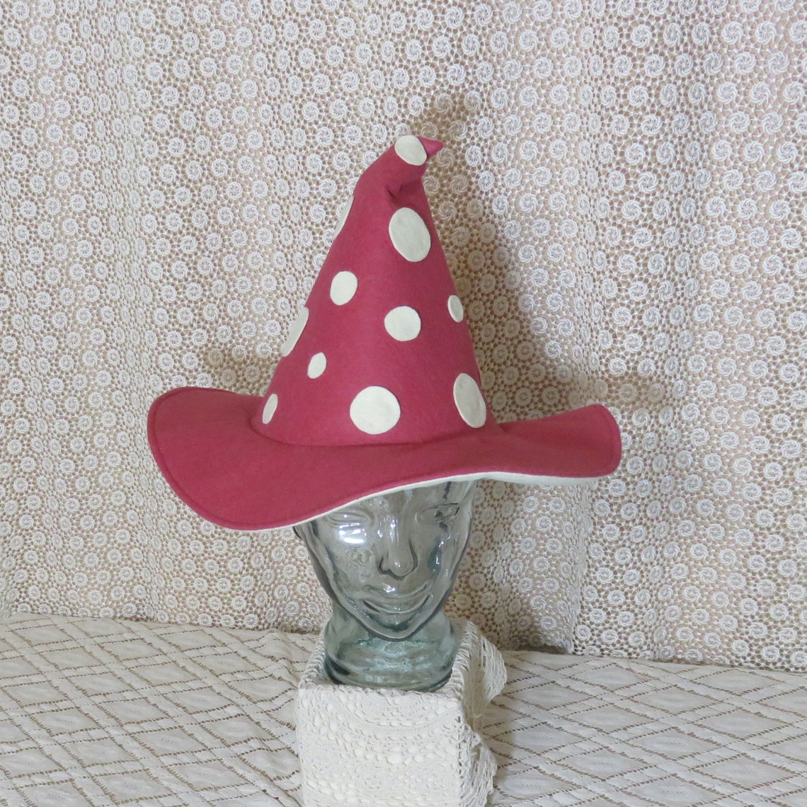 Red Mushroom Witch/wizard Hat- Spotted Toadstool Wool Felt Hat - Etsy