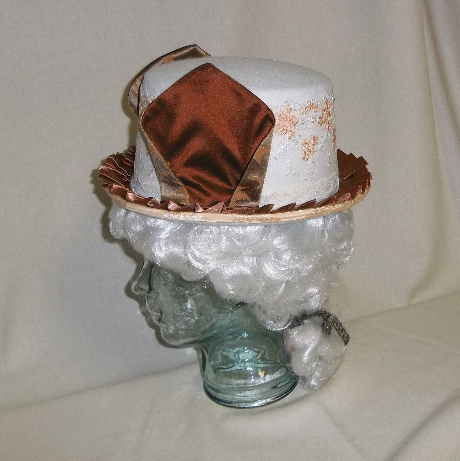 Top Hat With Ears White Peach and Copper - Etsy