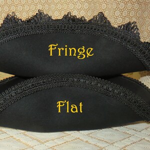 Black Pirate Hat- Fancy Black Wool Tricorn With Black Trim, Ostrich ...