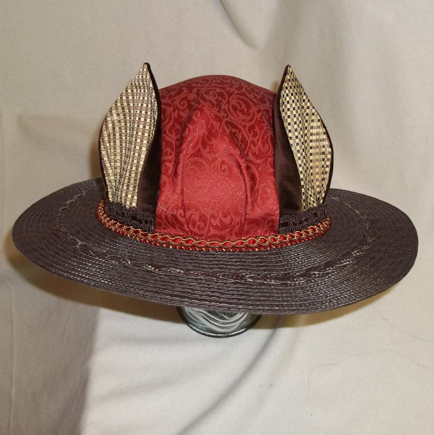 Red and Brown Picture Hat With Animal Ears - Etsy