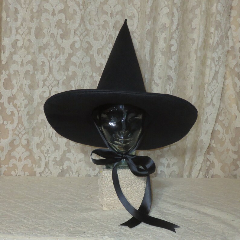 Practical Witch Hat Black Wool Felt Hat With Satin Ribbon - Etsy